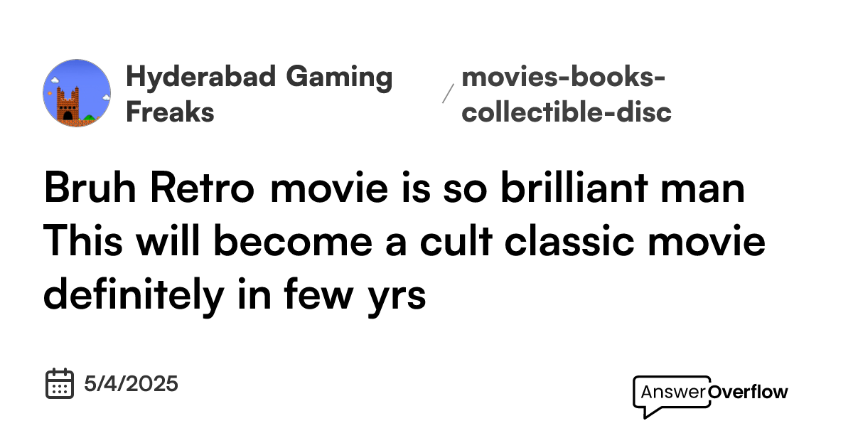 Bruh. Retro movie is so brilliant man. This will become a cult classic ...