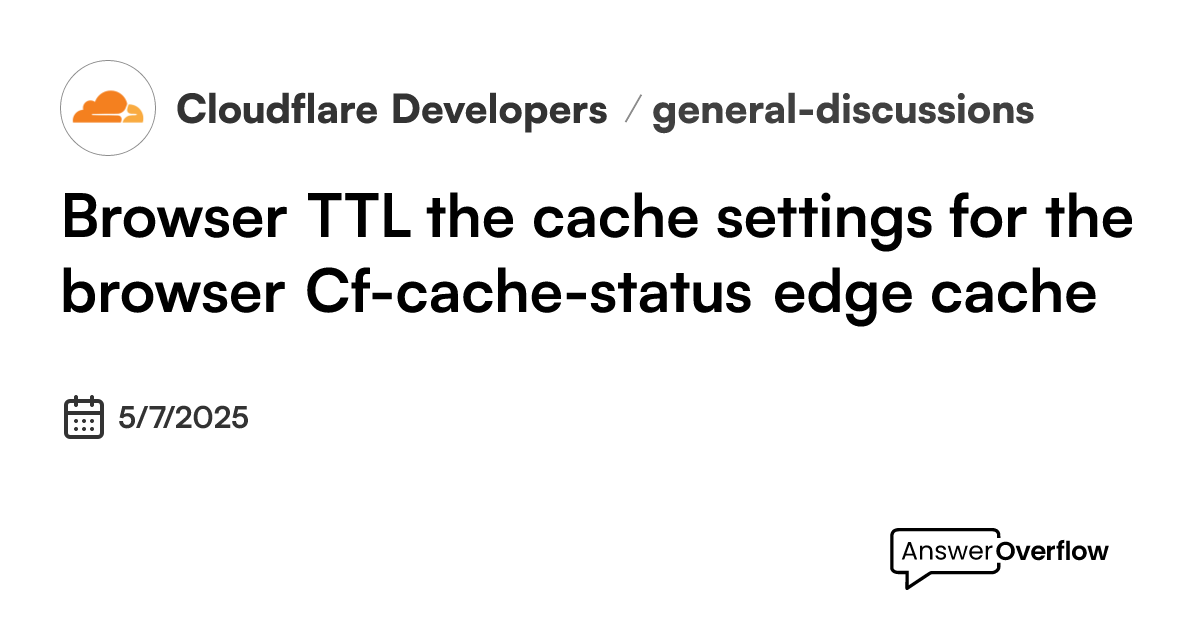 Browser TTL = the cache settings for the browser Cf-cache-status = edge cache - Cloudflare ...