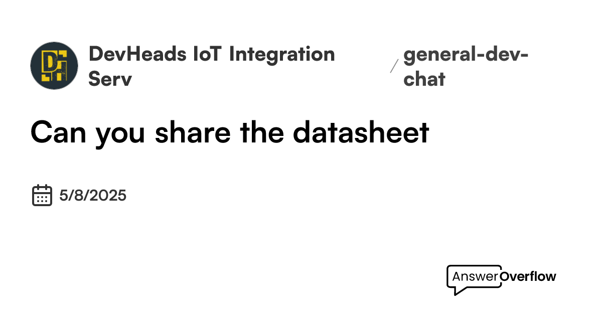 Can you share the datasheet? - DevHeads IoT Integration Server