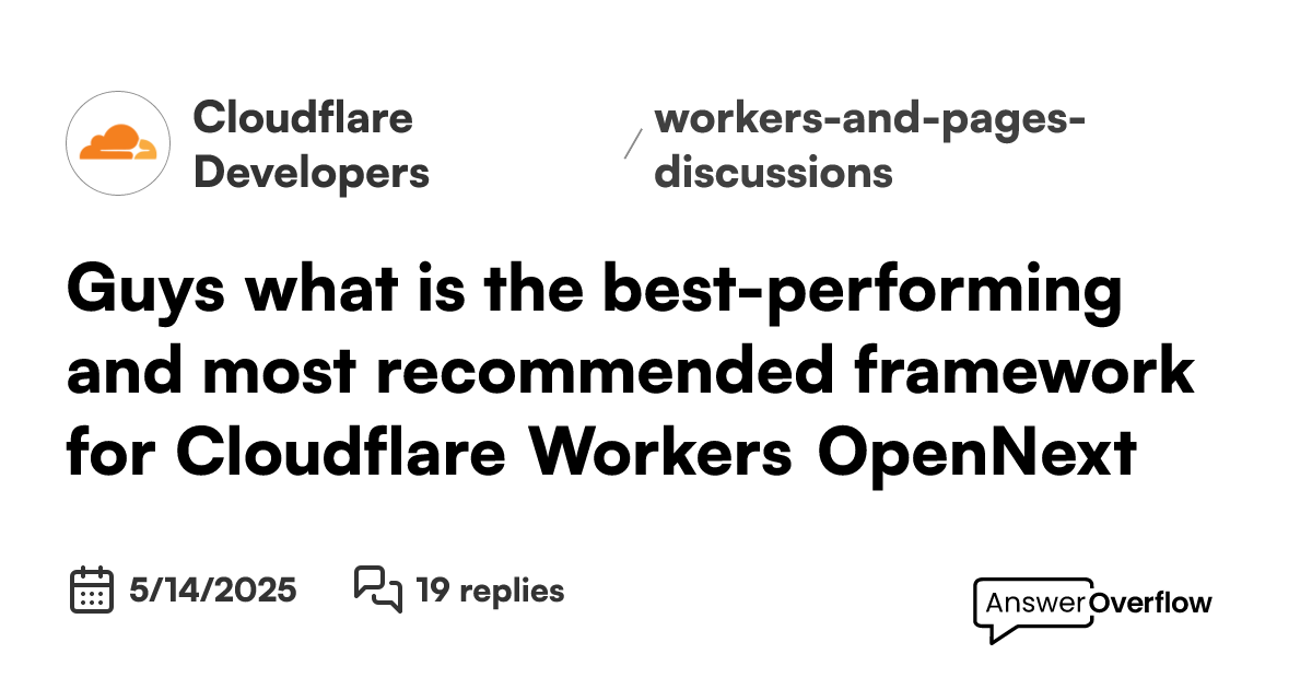 Guys, what is the best-performing and most recommended framework for ...