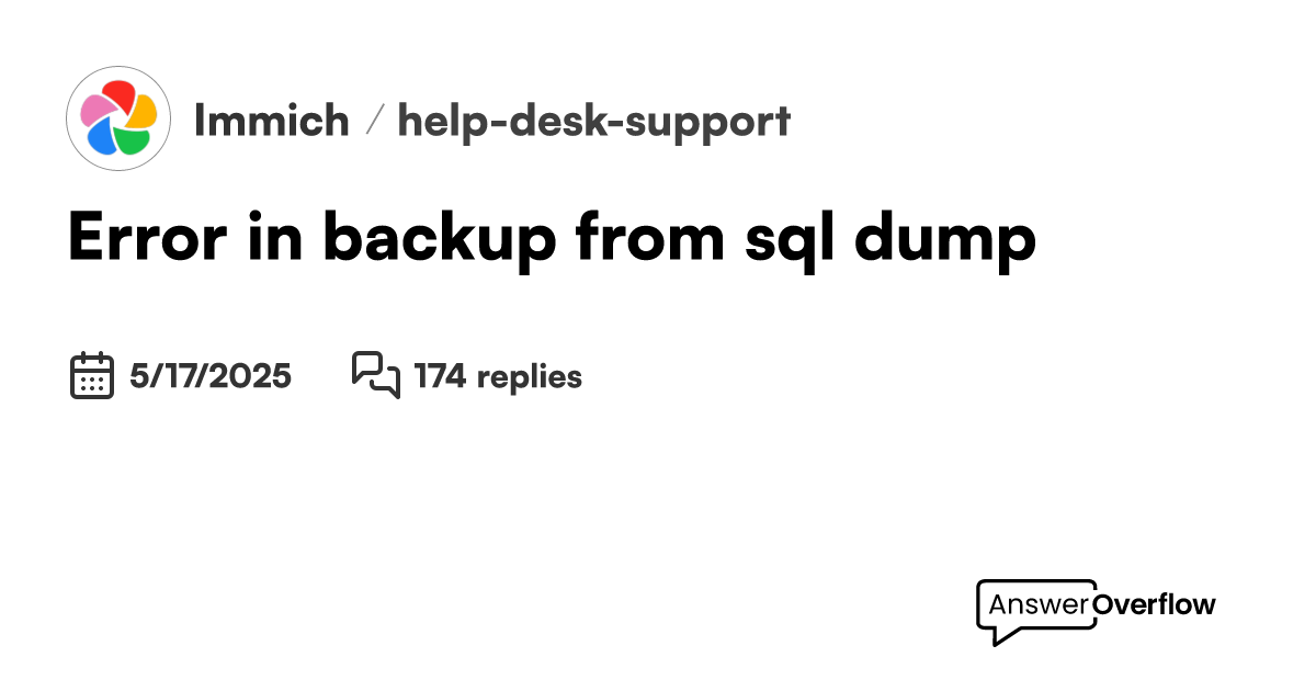 Error in backup from sql dump - Immich