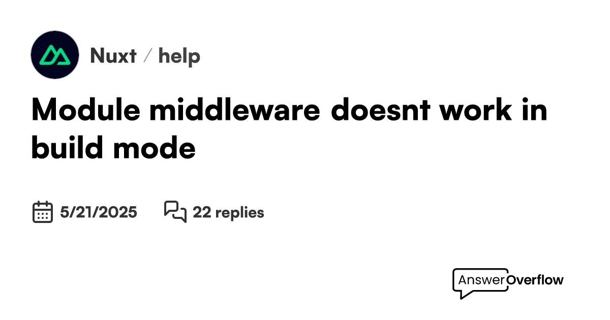 Module middleware doesn't work in build mode - Nuxt