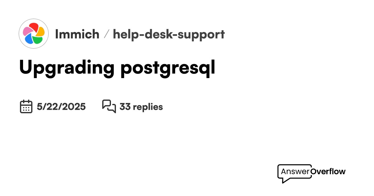Upgrading postgresql - Immich