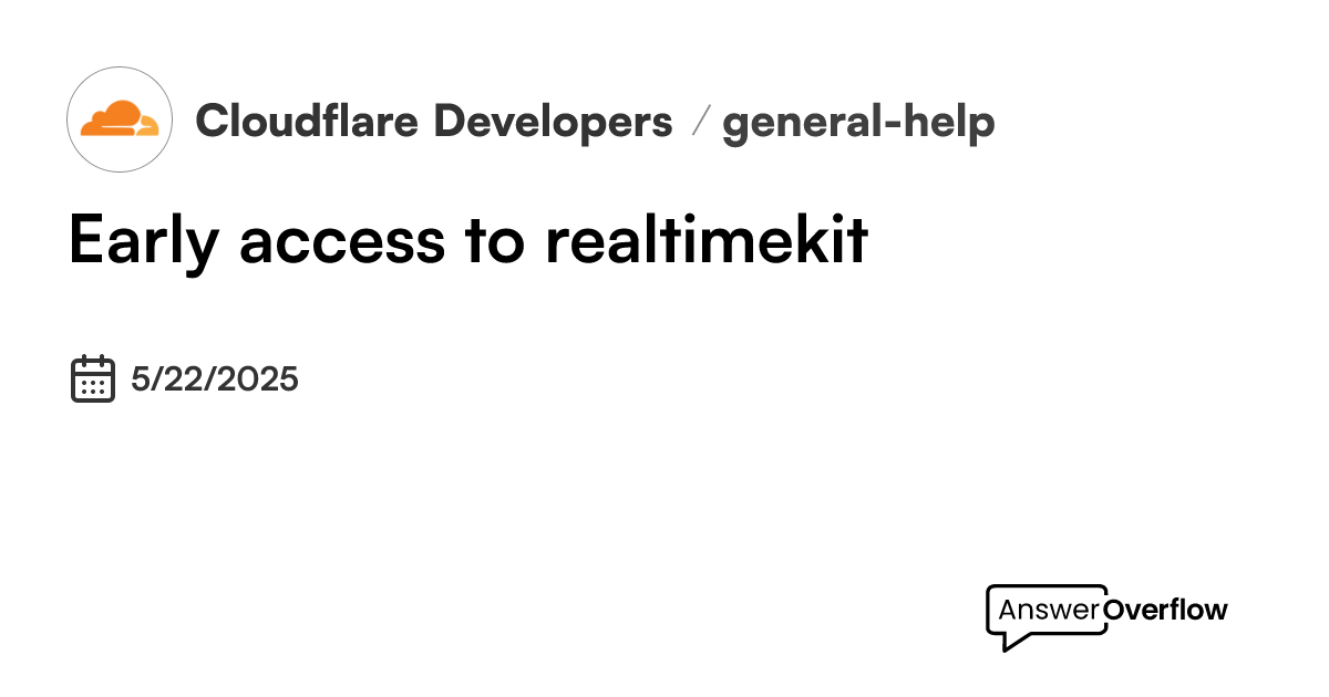 Early access to realtimekit - Cloudflare Developers