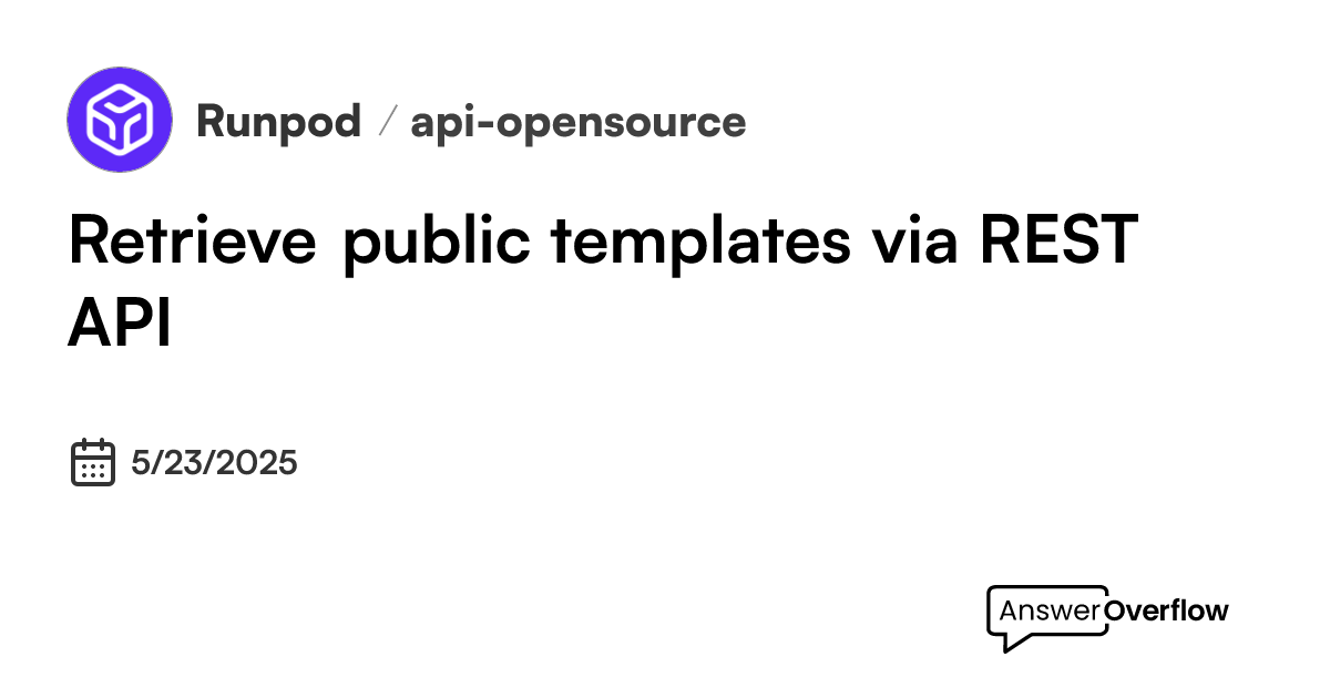 Retrieve public templates via REST API - Runpod
