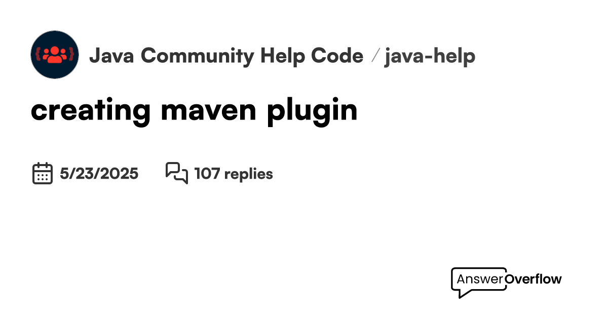 creating maven plugin - Java Community | Help. Code. Learn.