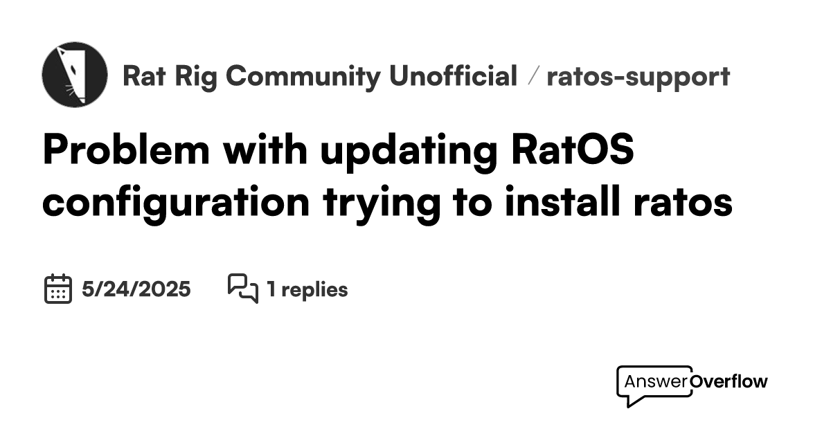 Problem with updating RatOS configuration trying to install ratos - Rat Rig Community [Unofficial]