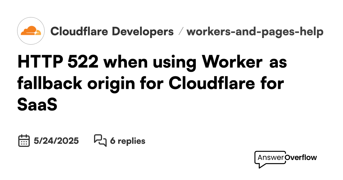 HTTP 522 when using Worker as fallback origin for Cloudflare for SaaS - Cloudflare Developers