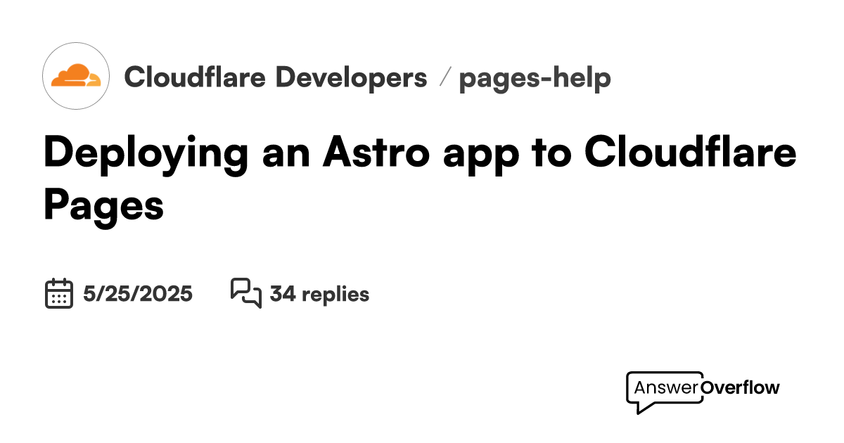 Deploying an Astro app to Cloudflare Pages - Cloudflare Developers