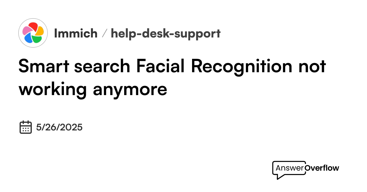 Smart search, Facial Recognition not working anymore? - Immich