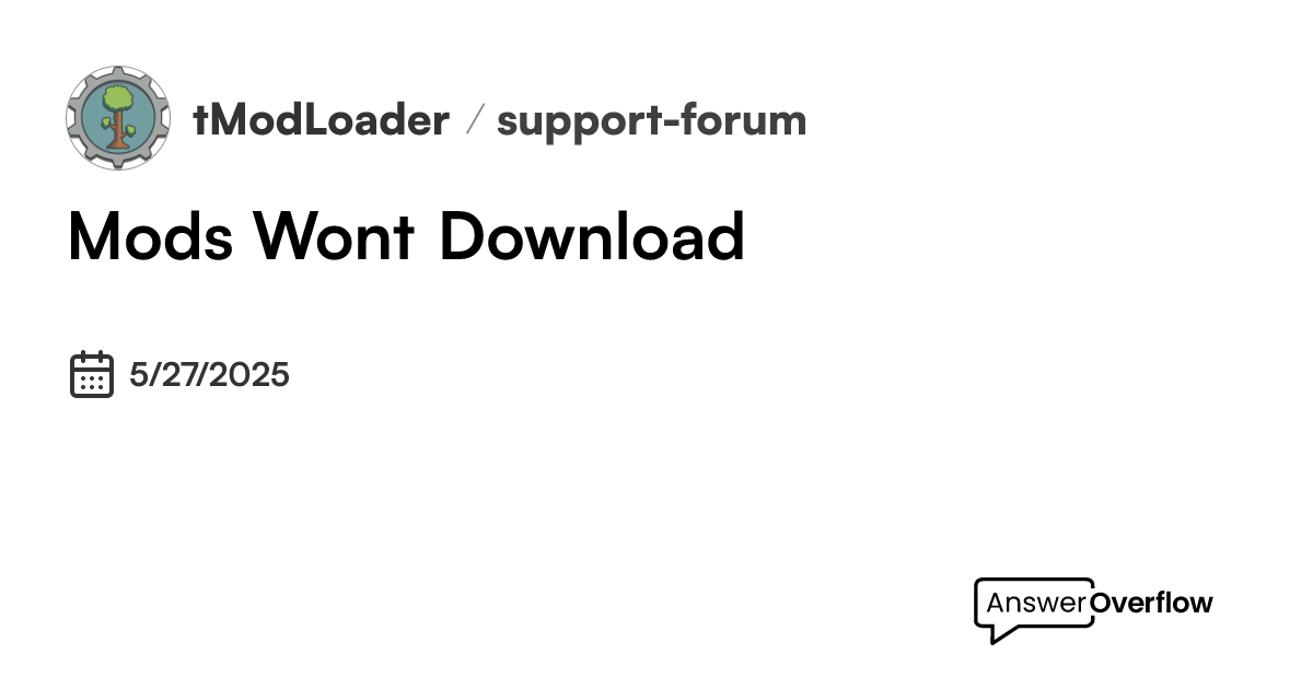 Mods Wont Download - tModLoader