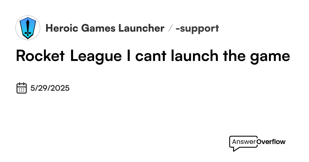 Rocket League I cant launch the game - Heroic Games Launcher