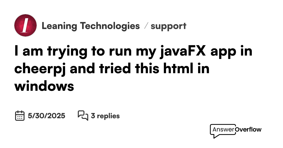 I Am Trying To Run My Javafx App In Cheerpj And Tried This Html In