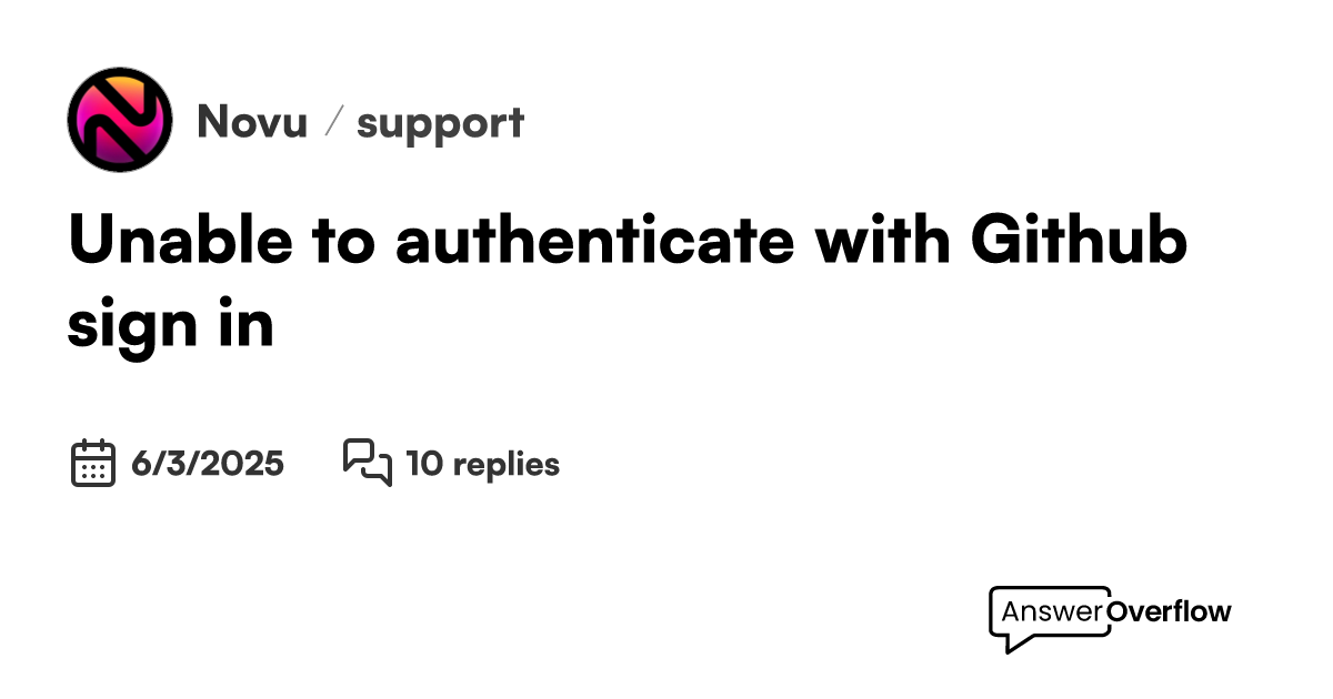 Unable to authenticate with Github sign in - Novu