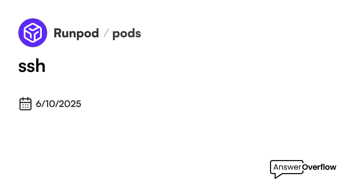 ssh - Runpod