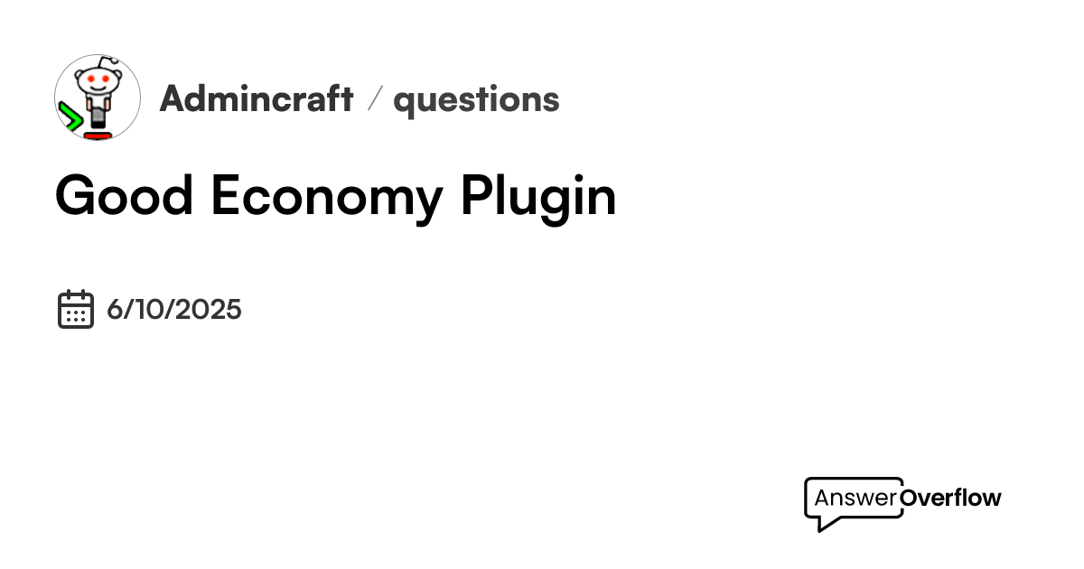 Good Economy Plugin - Admincraft
