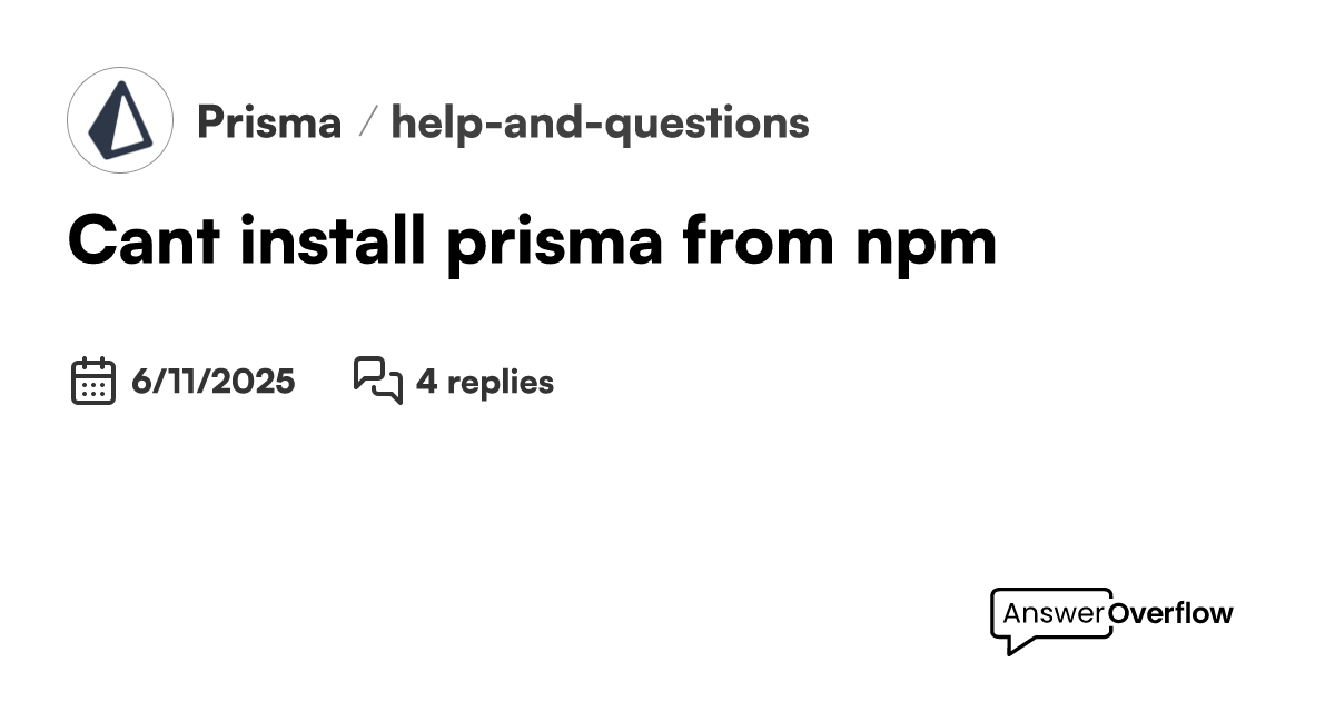 Can't install prisma from npm - Prisma