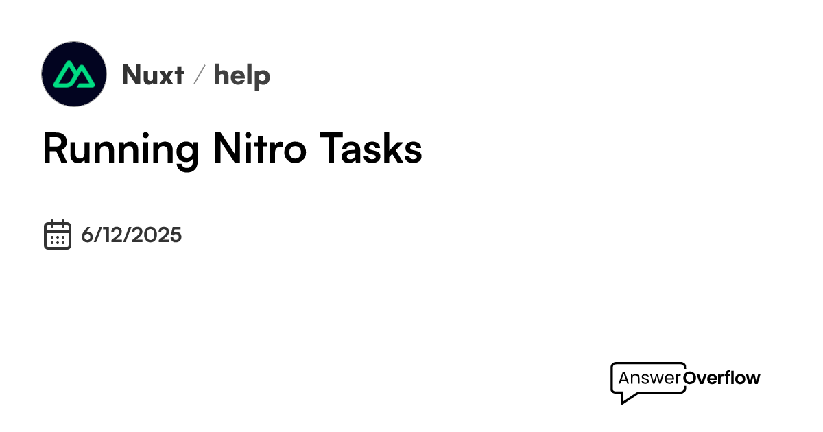 Running Nitro Tasks? - Nuxt