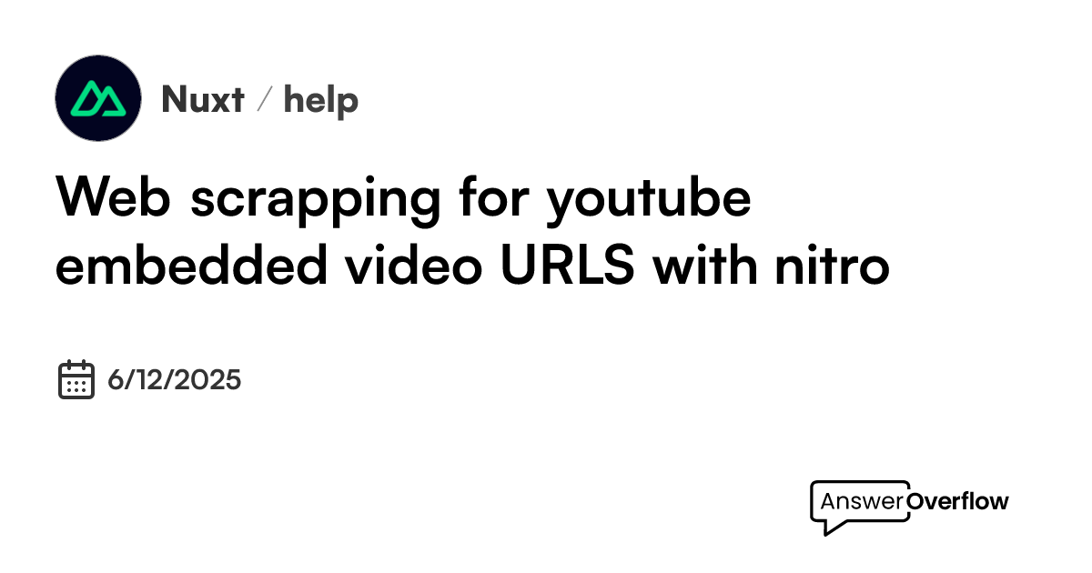Web scrapping for youtube embedded video URLS with nitro. - Nuxt