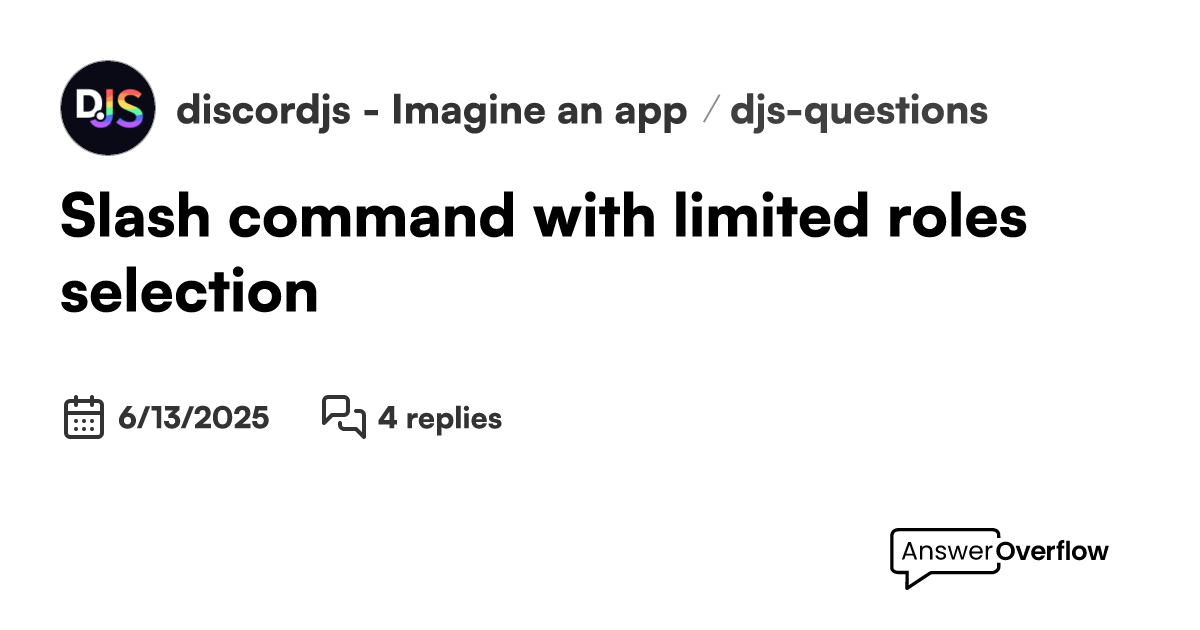 Slash command with limited roles selection - discord.js - Imagine an app