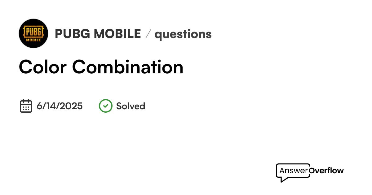Color Combination - PUBG MOBILE