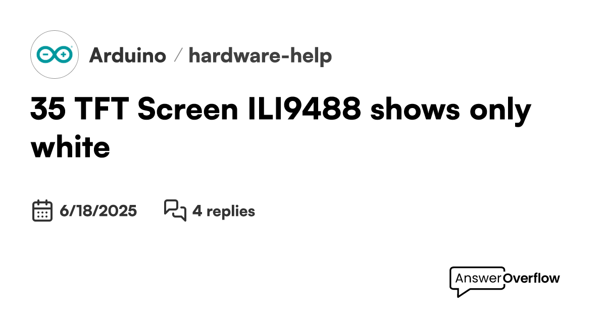 3.5" TFT Screen ILI9488 shows only white - Arduino