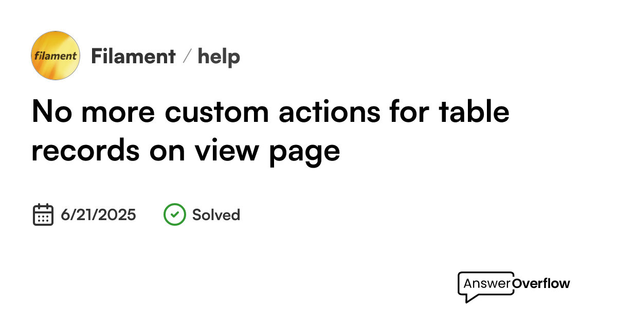 No more custom actions for table records on view page? - Filament