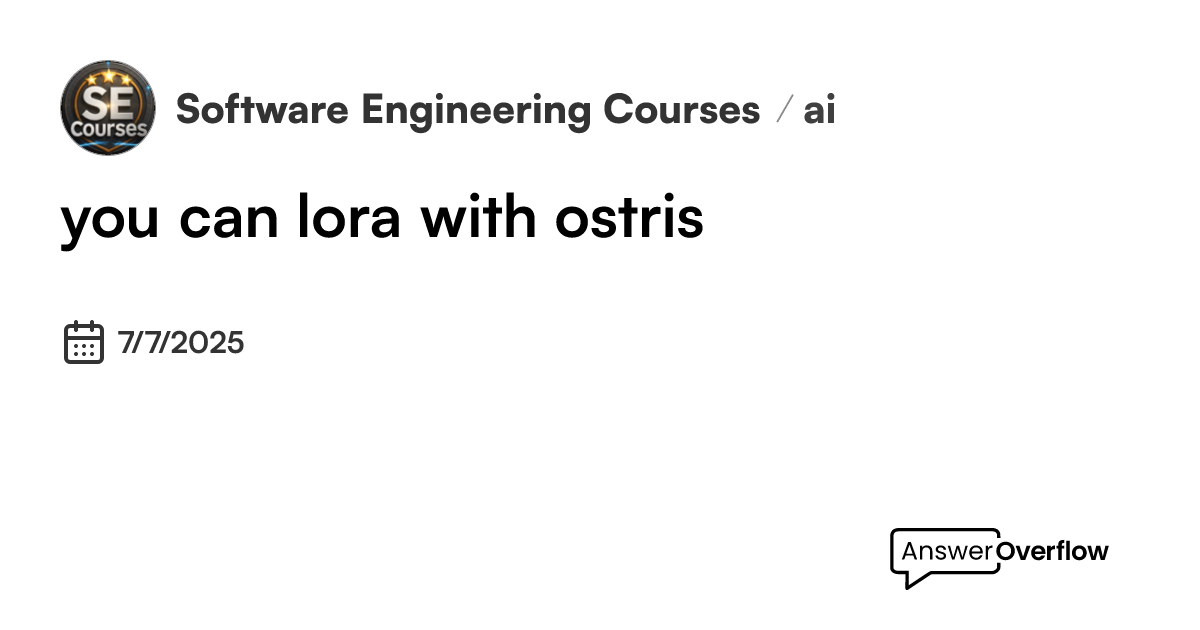 you can lora with ostris - Software Engineering Courses (SECourses)