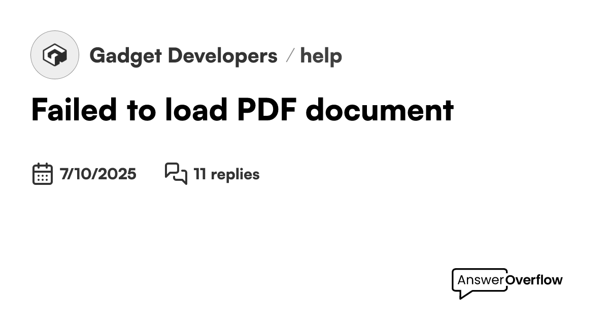 Failed to load PDF document - Gadget Developers