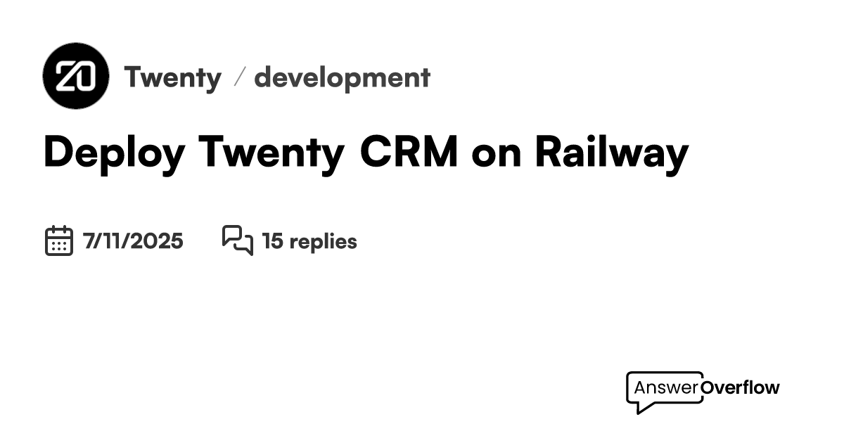 Deploy Twenty CRM on Railway - Twenty