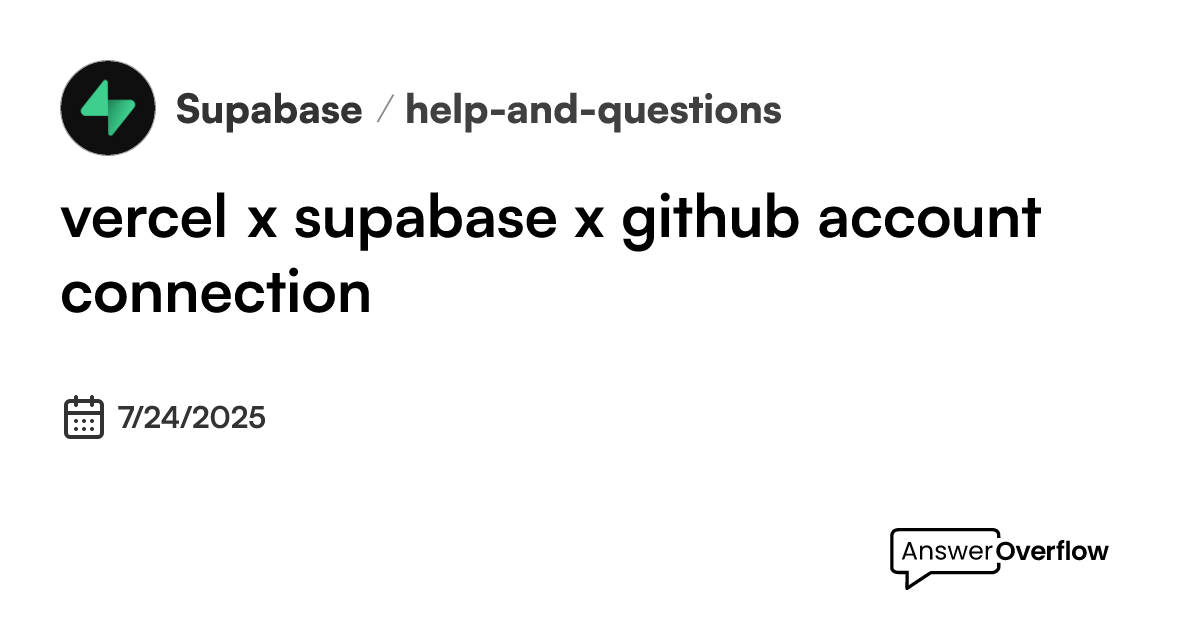 vercel x supabase x github account connection - Supabase
