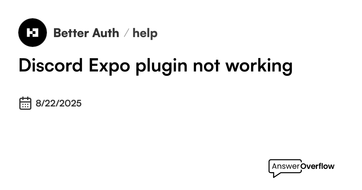 Discord + Expo plugin not working - Better Auth