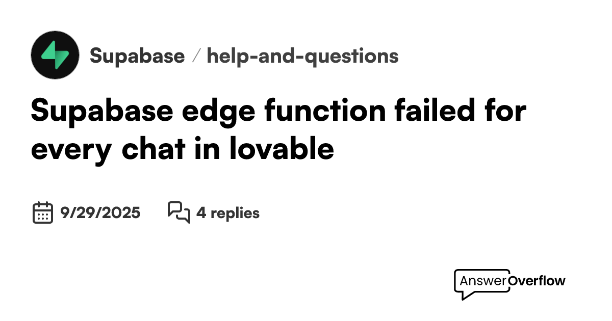 Supabase edge function failed for every chat in lovable - Supabase