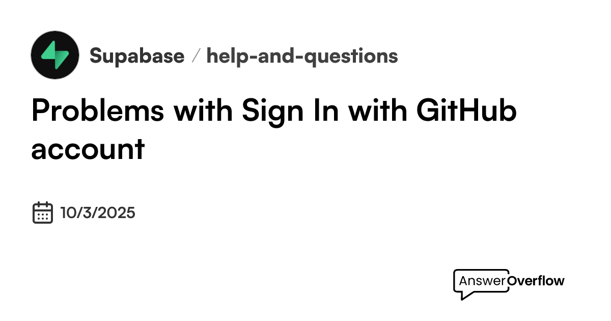 Problems with Sign In with GitHub account - Supabase