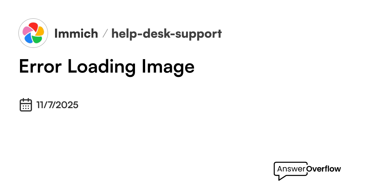 Error Loading Image - Immich