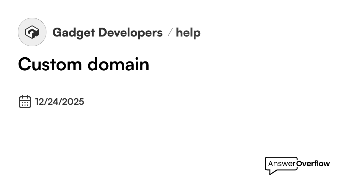 Custom domain - Gadget Developers