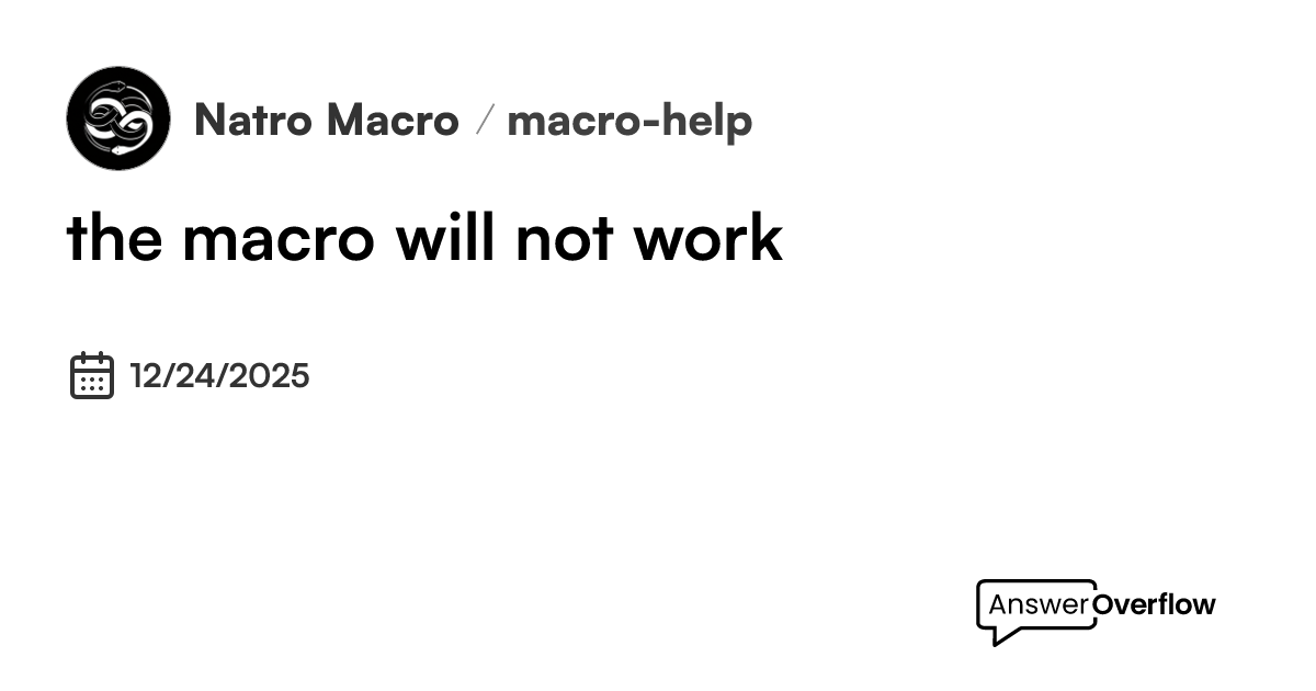 the macro will not work - Natro Macro
