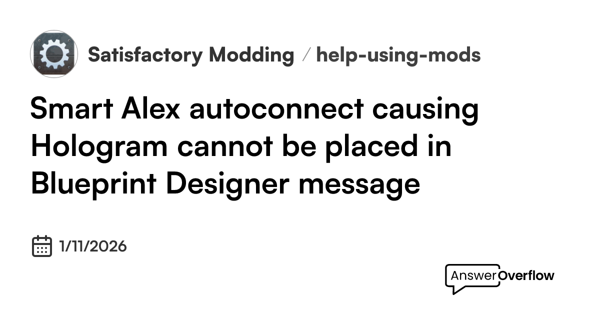 Smart! (@Alex) autoconnect causing "Hologram cannot be placed in ...
