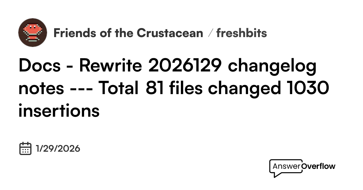 **📝 Docs** - Rewrite 2026.1.29 changelog notes --- **Total:** 81 files ...