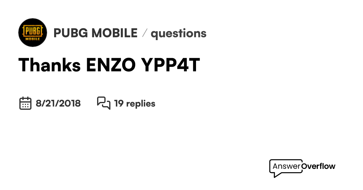 Thanks @ENZO YPP4T - PUBG MOBILE