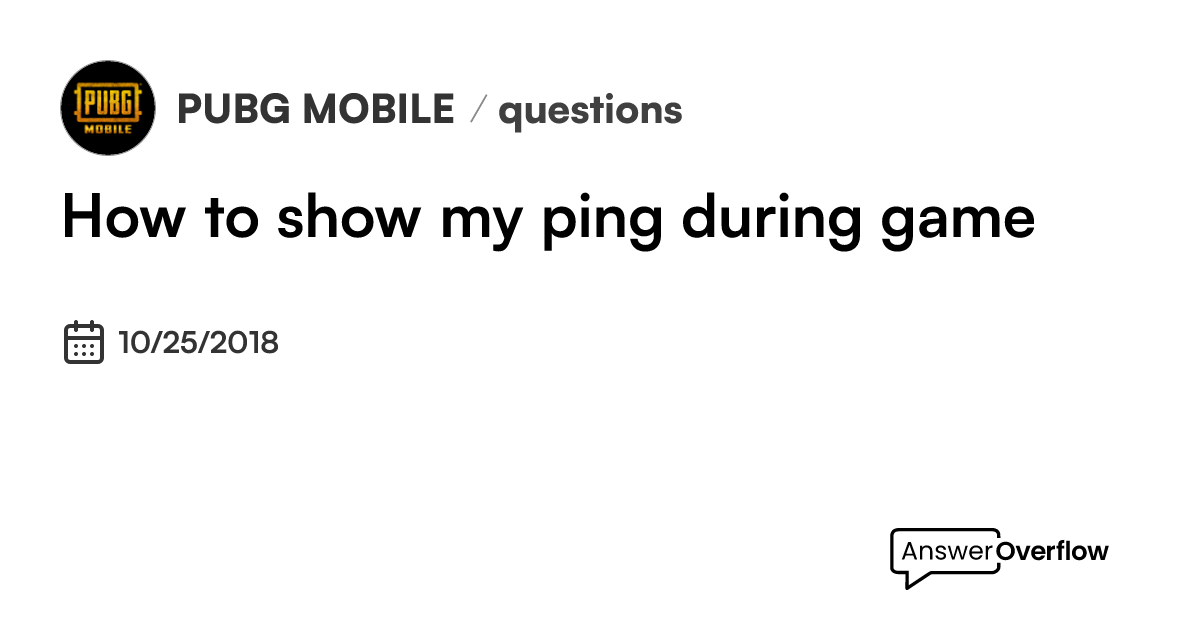 How to show my ping during game - PUBG MOBILE