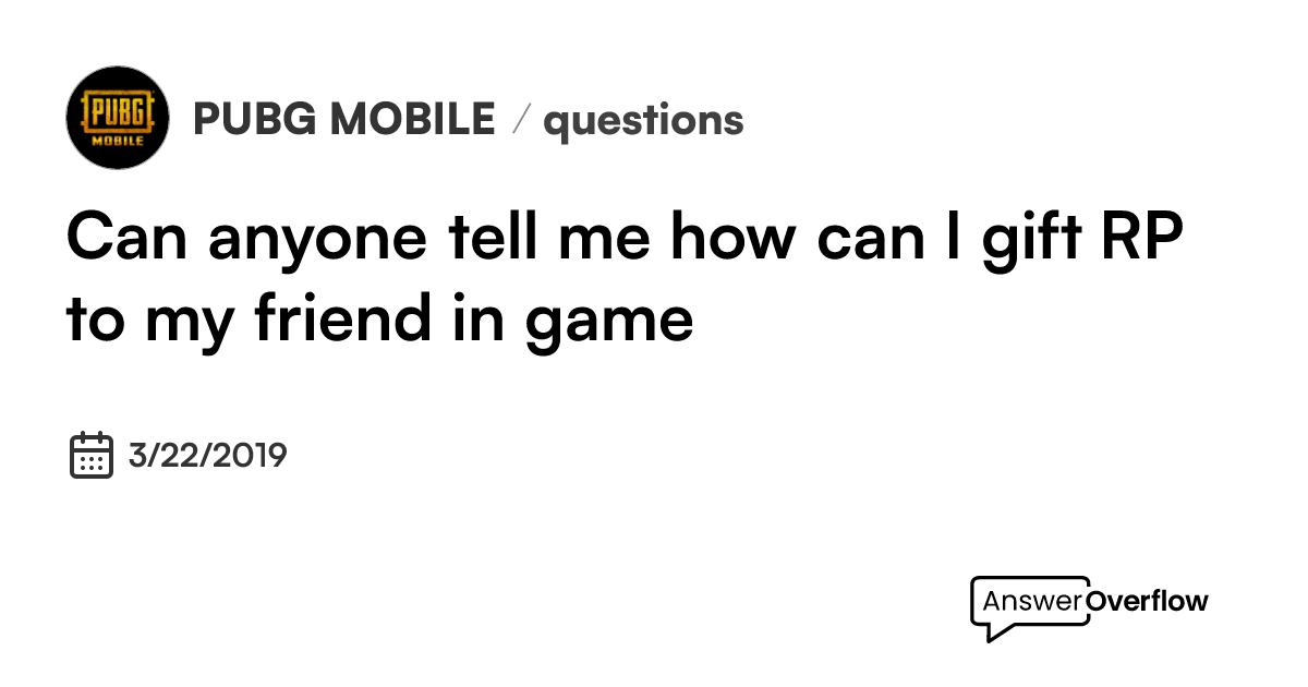 Can anyone tell me how can I gift RP to my friend in game? - PUBG MOBILE