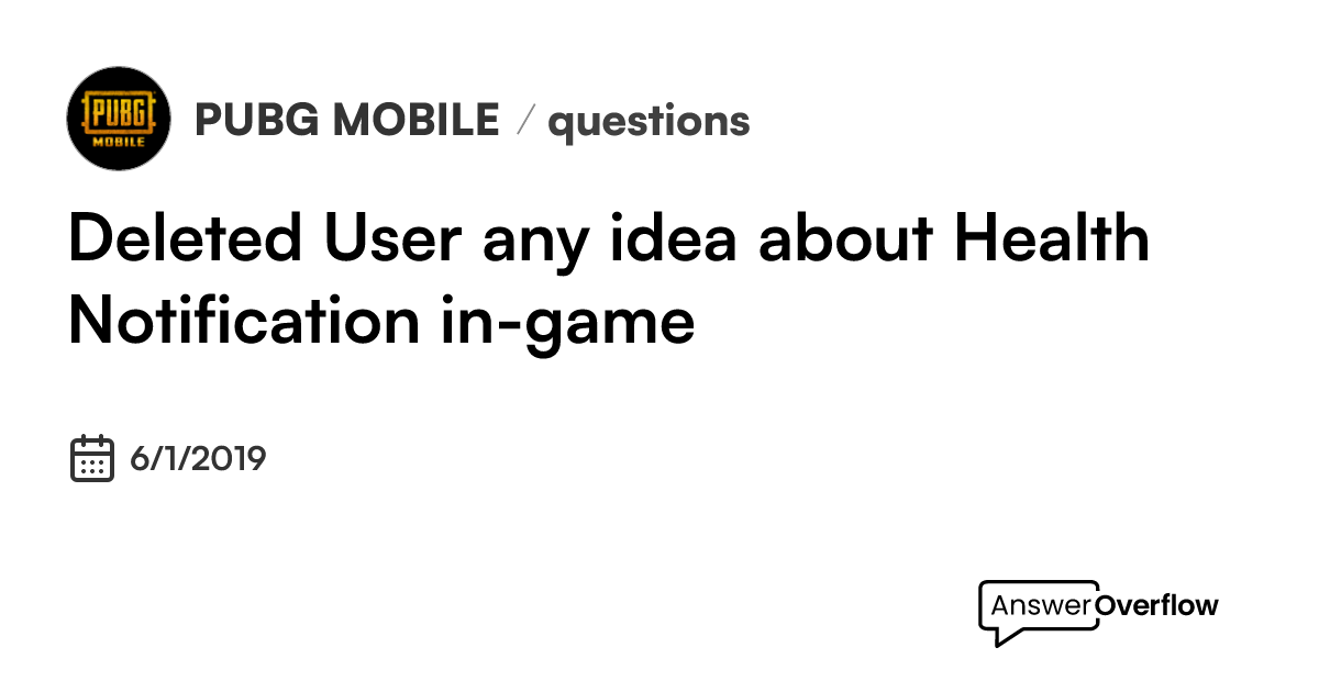 @Deleted User any idea about Health Notification in-game - PUBG MOBILE