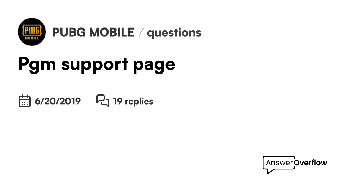 Pgm support page - PUBG MOBILE