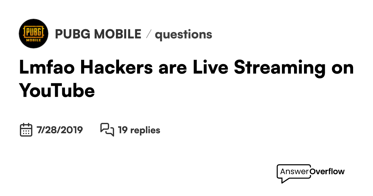 Lmfao Hackers are Live Streaming on YouTube. - PUBG MOBILE