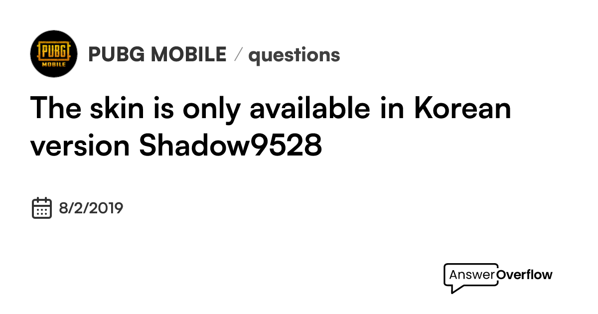 The skin is only available in Korean version! @Shadow9528 - PUBG MOBILE