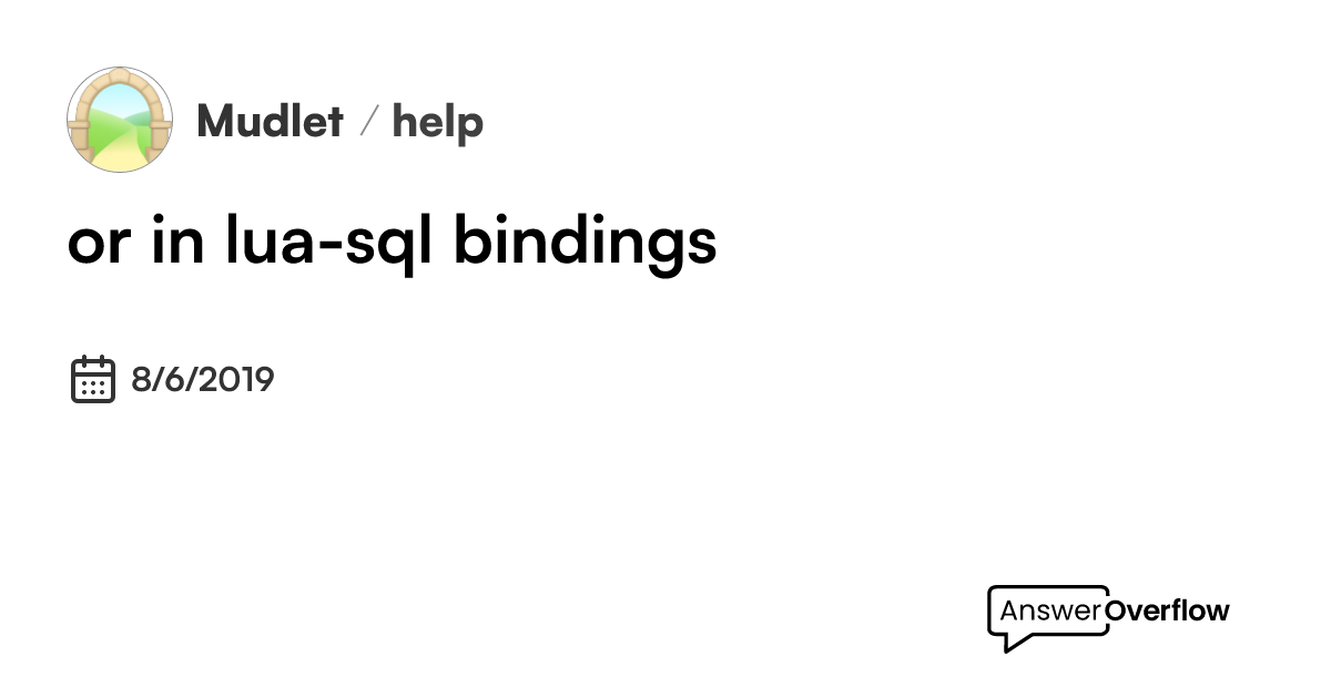 or in lua-sql bindings! - Mudlet
