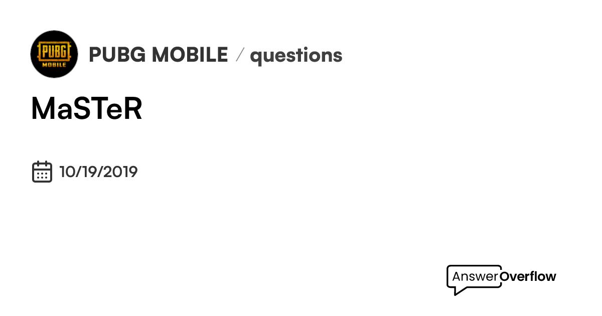 @MaSTeR: - PUBG MOBILE