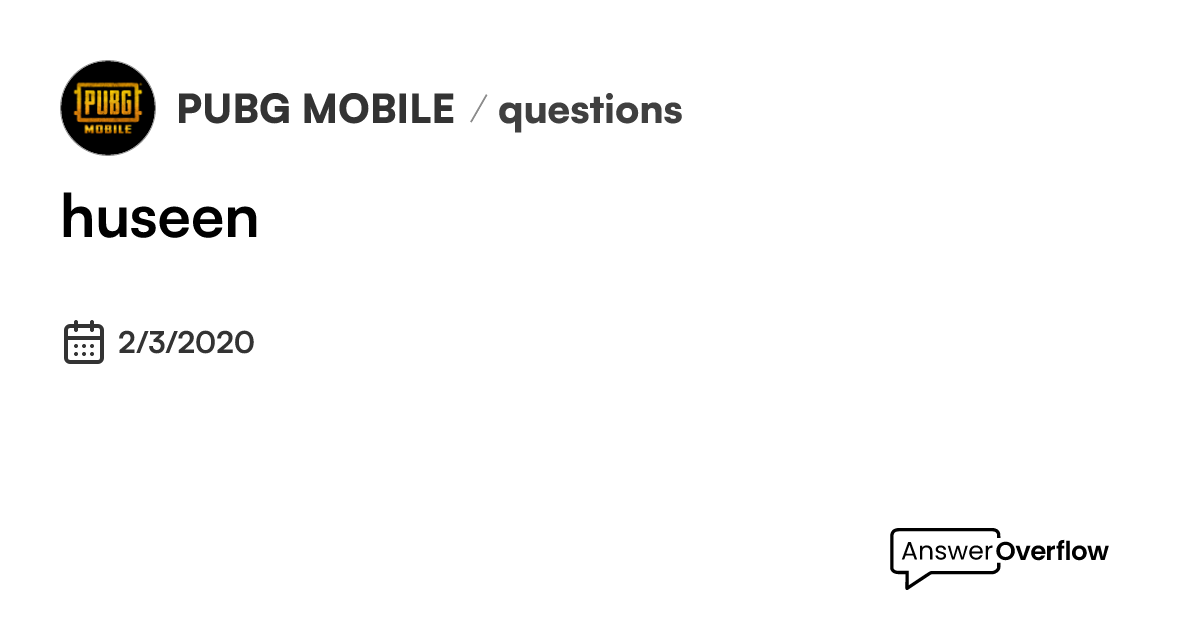 @huseen: - PUBG MOBILE