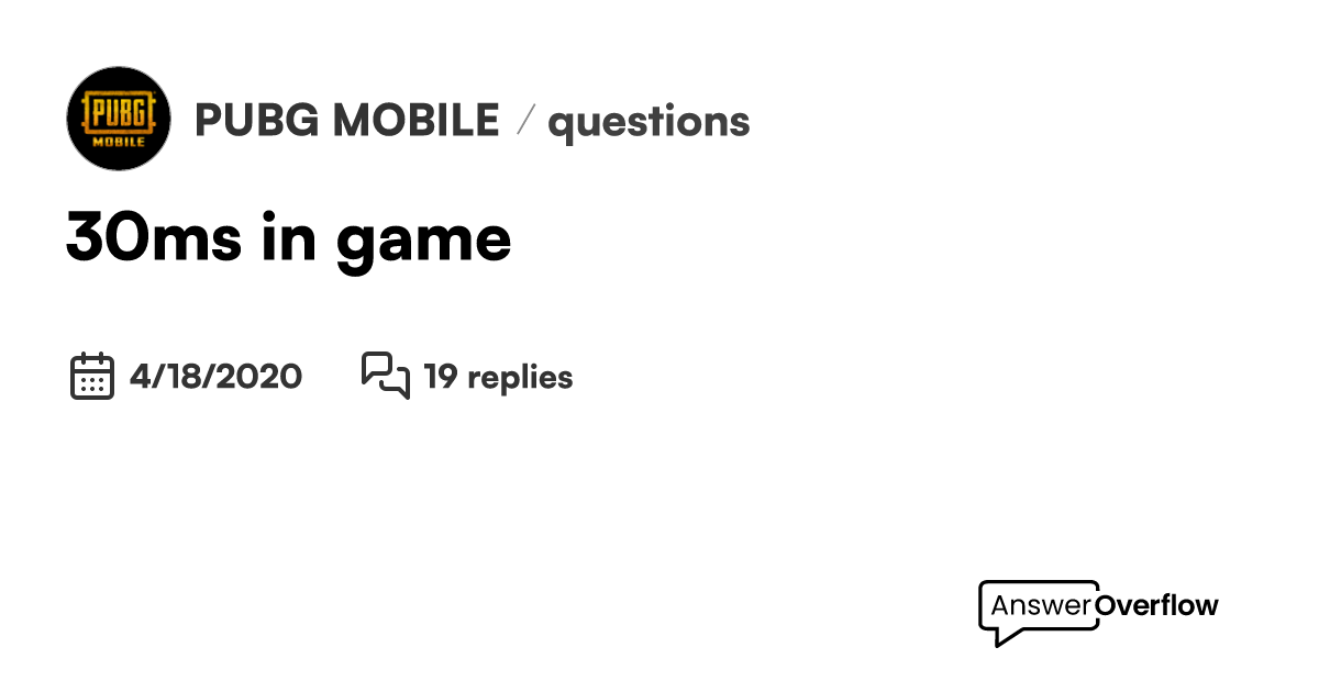 30ms in game? - PUBG MOBILE
